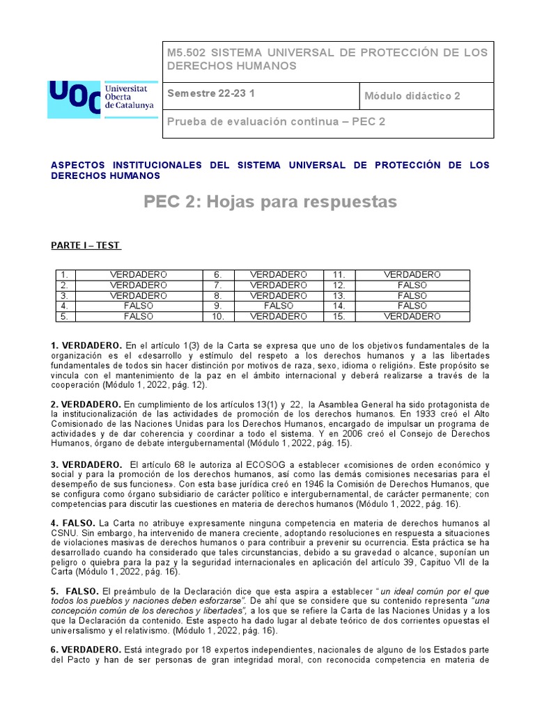 M5.502 - PEC2 - 20221 - Solucion | PDF | Naciones Unidas | Relaciones internacionales