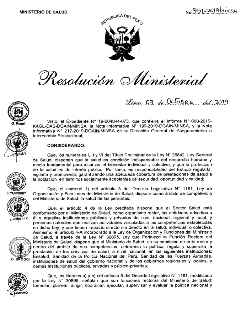 Resolucion-Ministerial-N-951-2019-Minsa TARIFAS | PDF