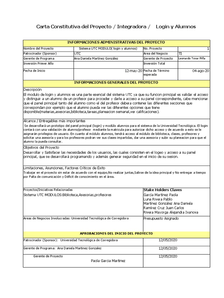 Carta Constitutiva Login Alumnos | Descargar gratis PDF | Informática
