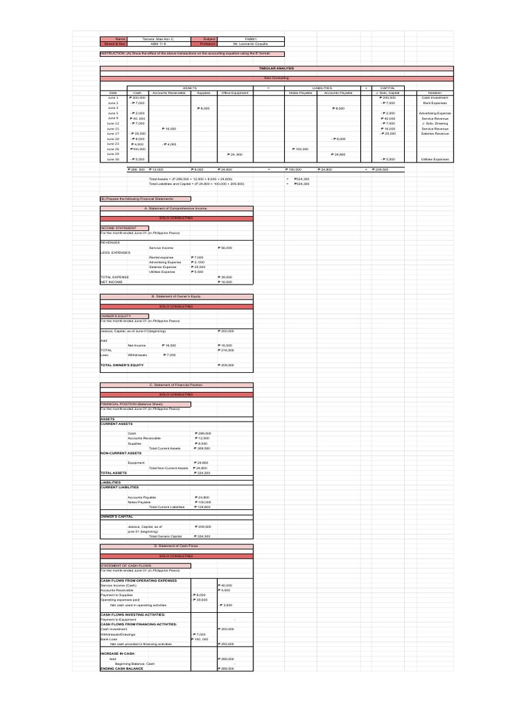TAMARA, MAE ANN C - ABM11-6 - Sheet1 | PDF | Balance Sheet | Expense