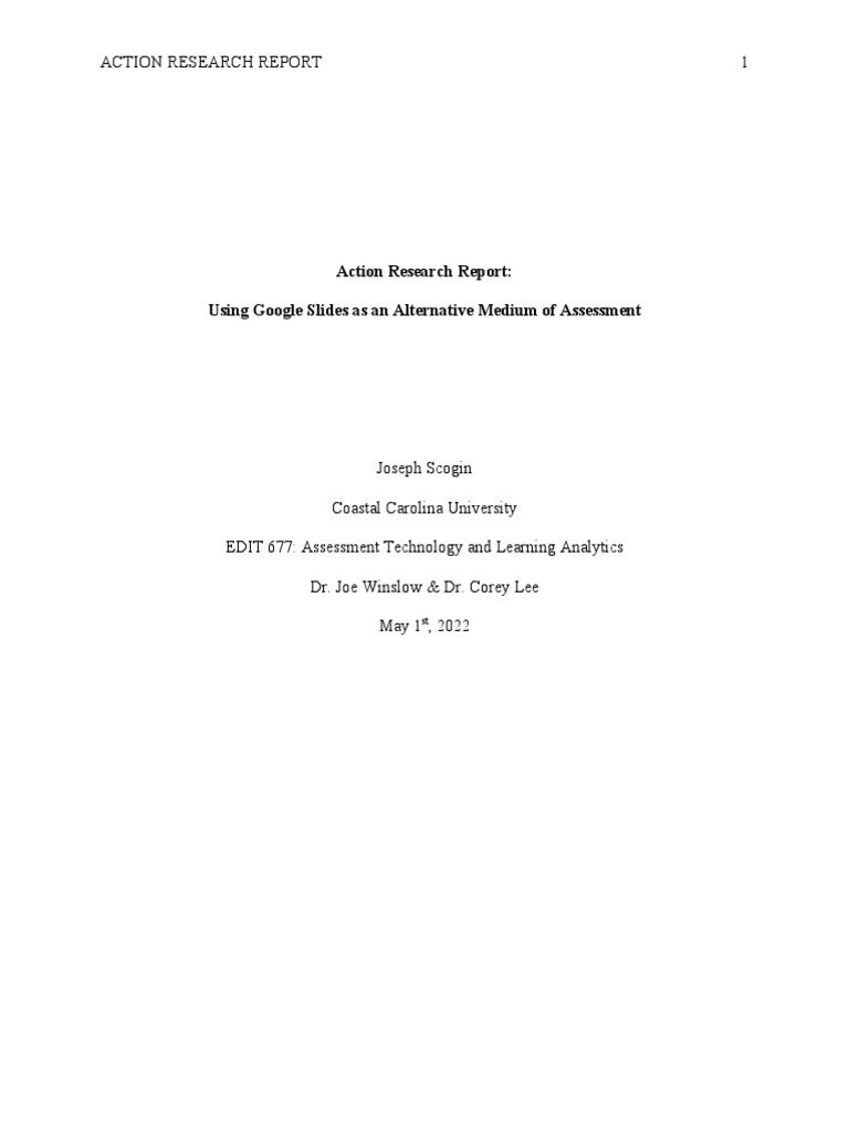 Action Research Report Scogin 1 | PDF | Classroom | Science