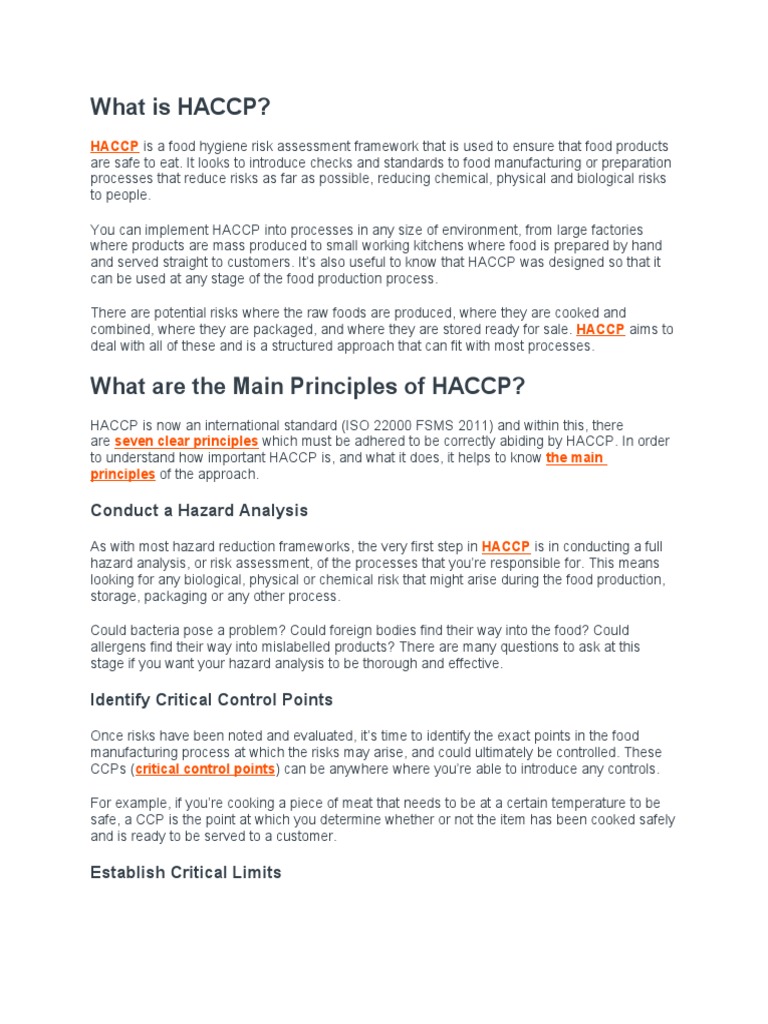 What Is HACCP | PDF | Hazard Analysis And Critical Control Points ...