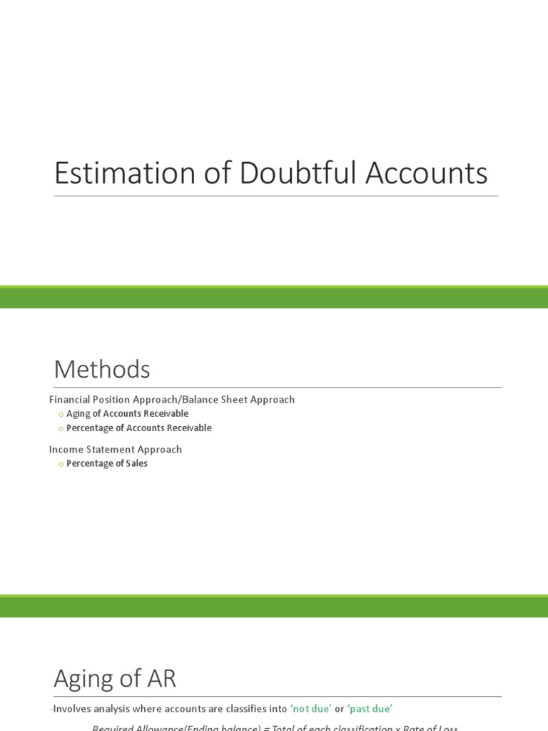 Doubtful Accounts Estimation Methods | PDF | Business | Finance & Money ...