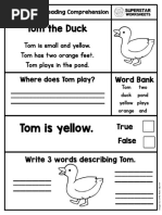 Kindergarten Reading Comprehension The Seal | PDF