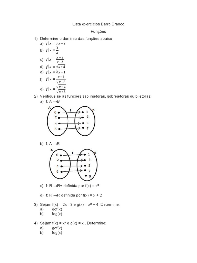 Lista Exercícios Barro Branco | PDF