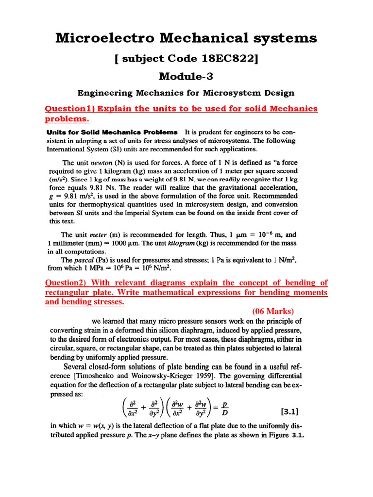 Mems Module3 Notes 18 4 23 | PDF