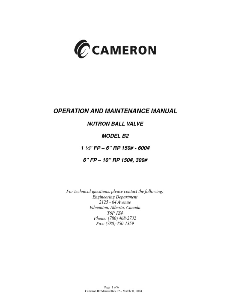Nutron Ball Valve Model B2 Mantenaince Manual - X | PDF