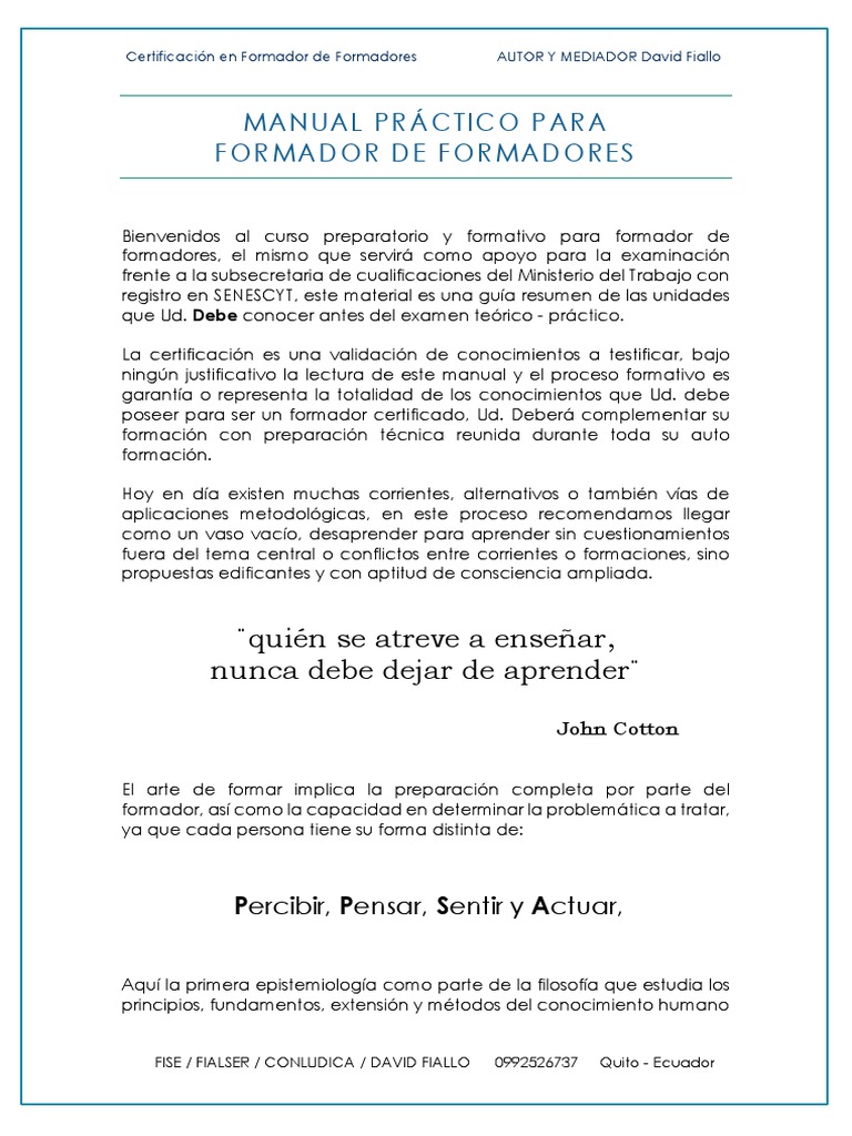 Manual para Formador de Formadores Enero 2022 | PDF