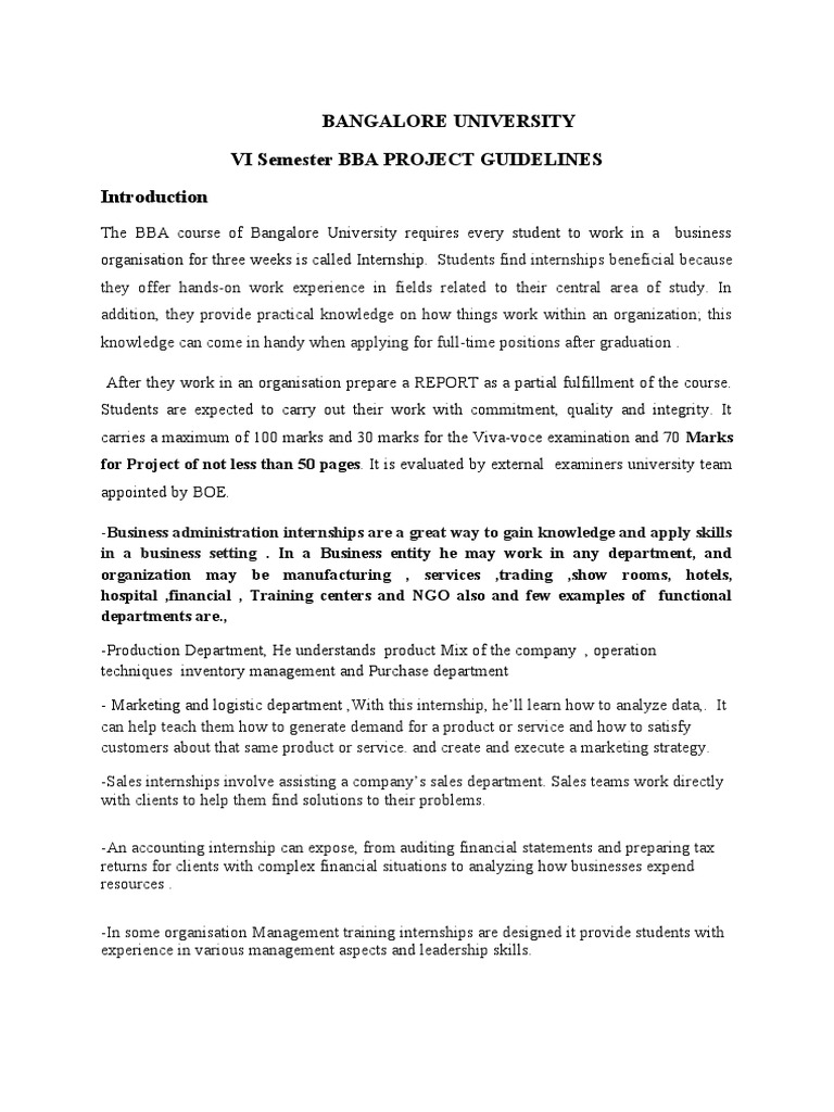 Vi Sem Bba Internship Guidelines | PDF | Internship | Job Hunting
