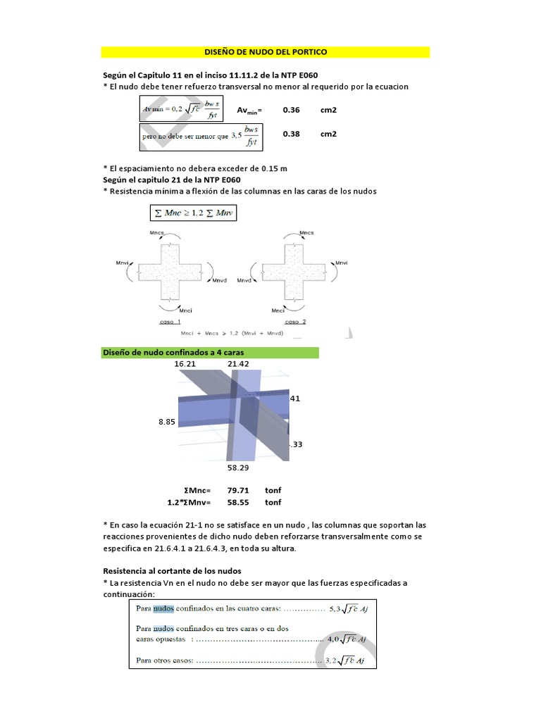 Diseño de Nudos en Pórticos NTP E060 | PDF