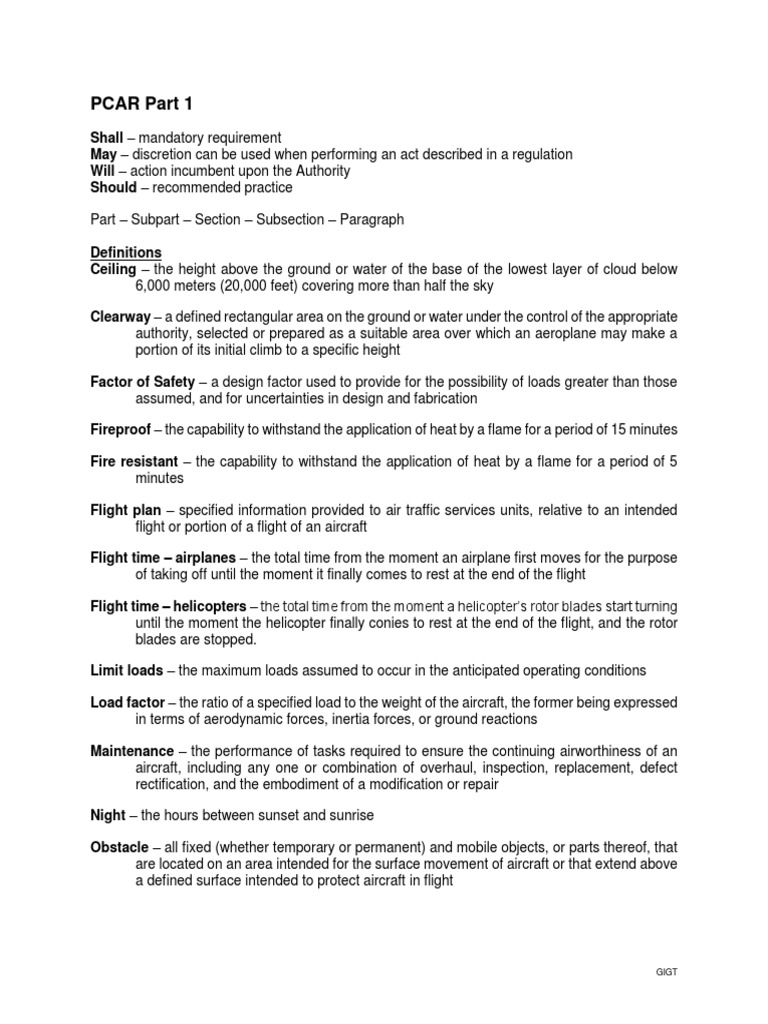 Airlaws Notes - PCAR Only | PDF | Flight Instructor | Aircraft