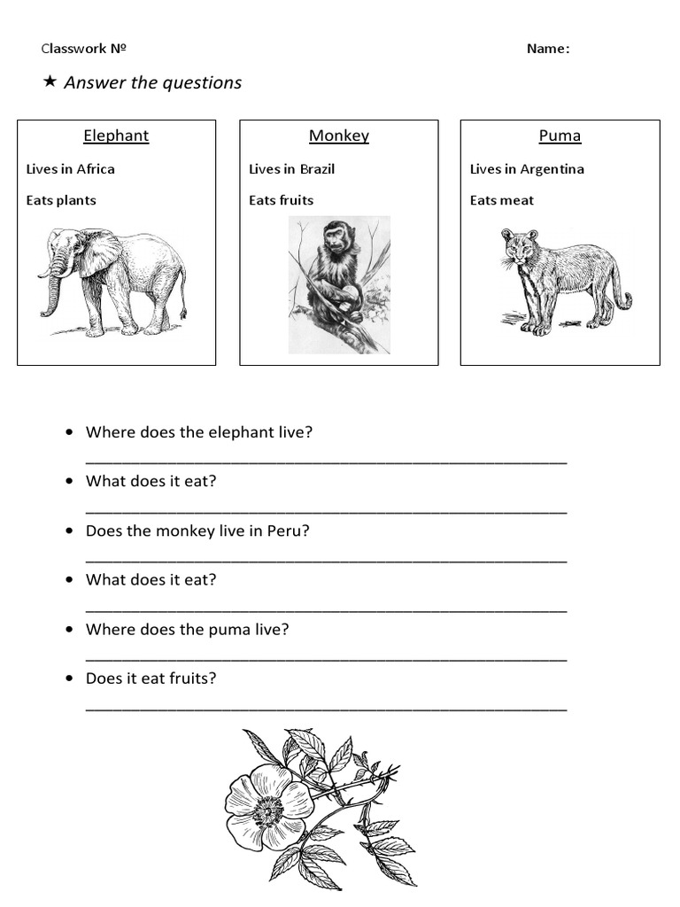Worksheet Animals REading and Writing | PDF