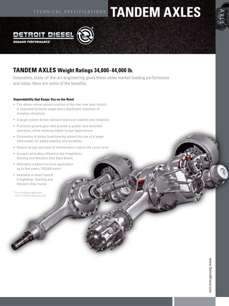 2009 Tandem Rear Axle Specs | PDF | Axle | Bearing (Mechanical)