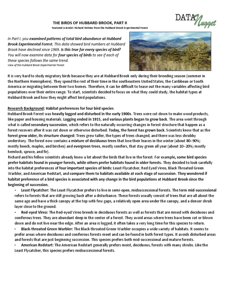 Birds of Hubbard Brook Succession CER Part 2 | PDF | Forests | Trees