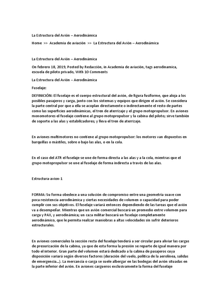 Estructura de Un Avión | PDF | Avión | Fuselaje