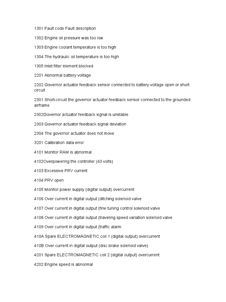 Cat 320B Excavator Partial Fault Code | PDF