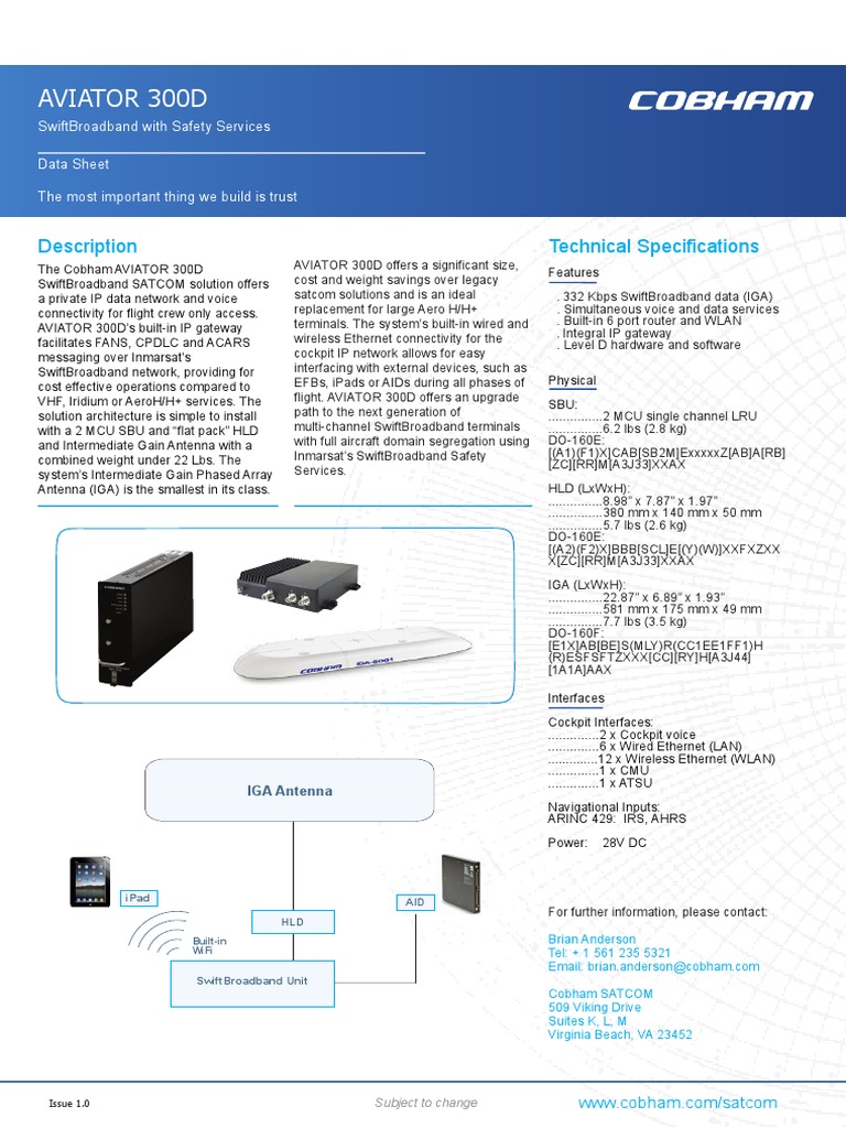 Aviator 300D: Description Technical Specifications | PDF | Electronics ...
