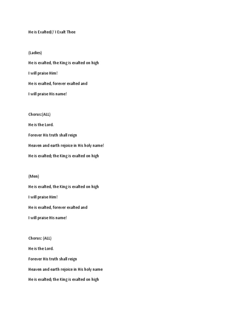 He Is Exalted | PDF | Religion & Spirituality | Classics