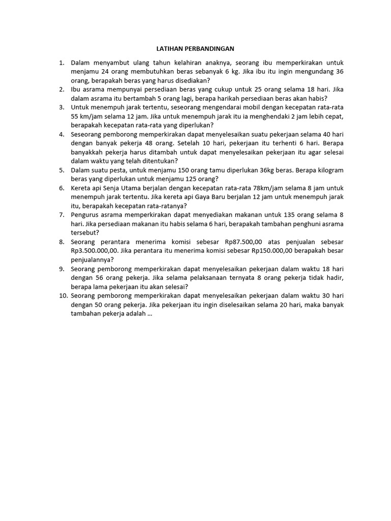 LATIHAN PERBANDINGAN 3 | PDF