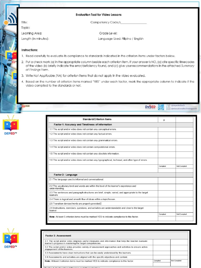 VIDEO Lesson - Evaluation Tool | PDF
