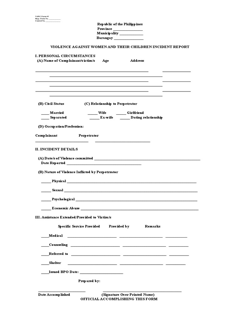 VAWC Incident Report | PDF