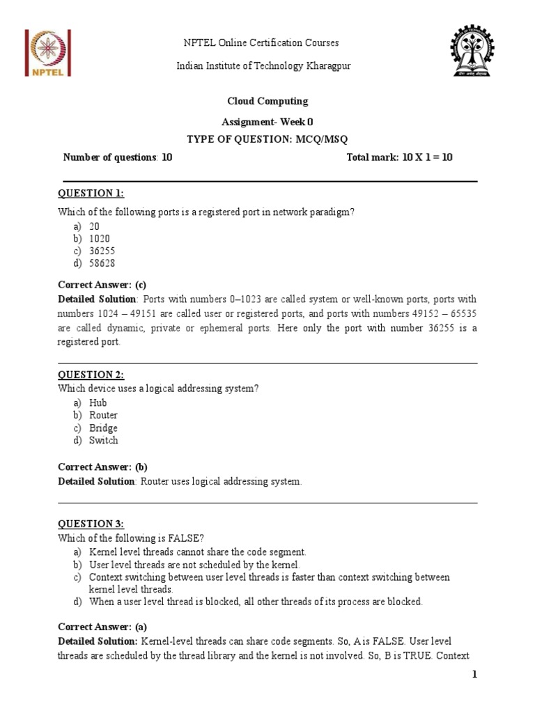NPTEL CC Assignment0 | PDF | Computers