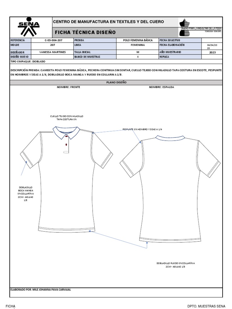 Ficha Tecnica Camisapolo | PDF | Ropa | Apariencia humana
