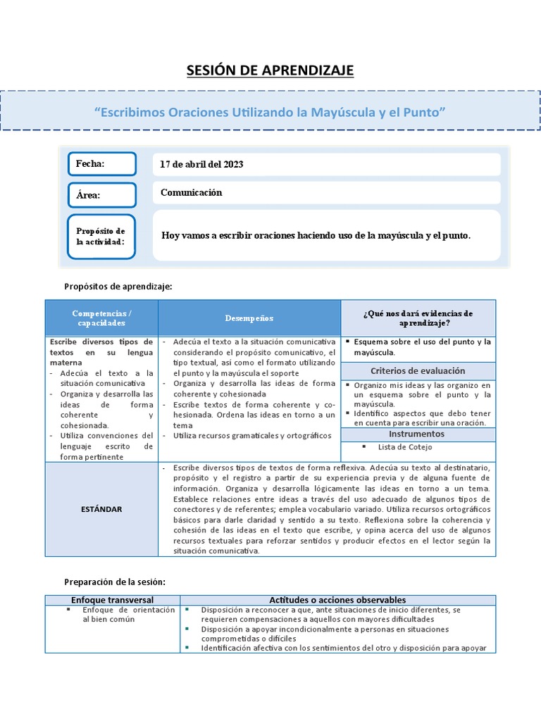 Escribir Oraciones con Mayúscula y Punto | PDF | Aprendizaje | Comunicación