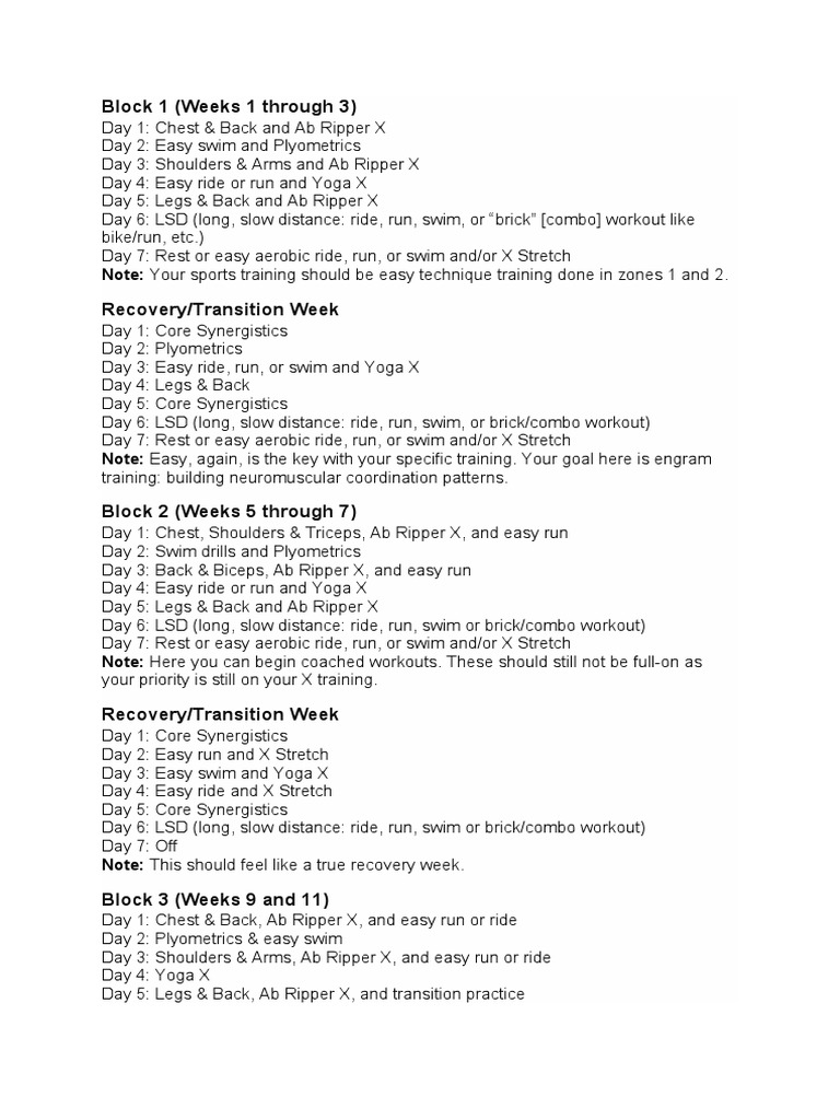 P90X-Triathlon Training Hybrid Schedule | PDF