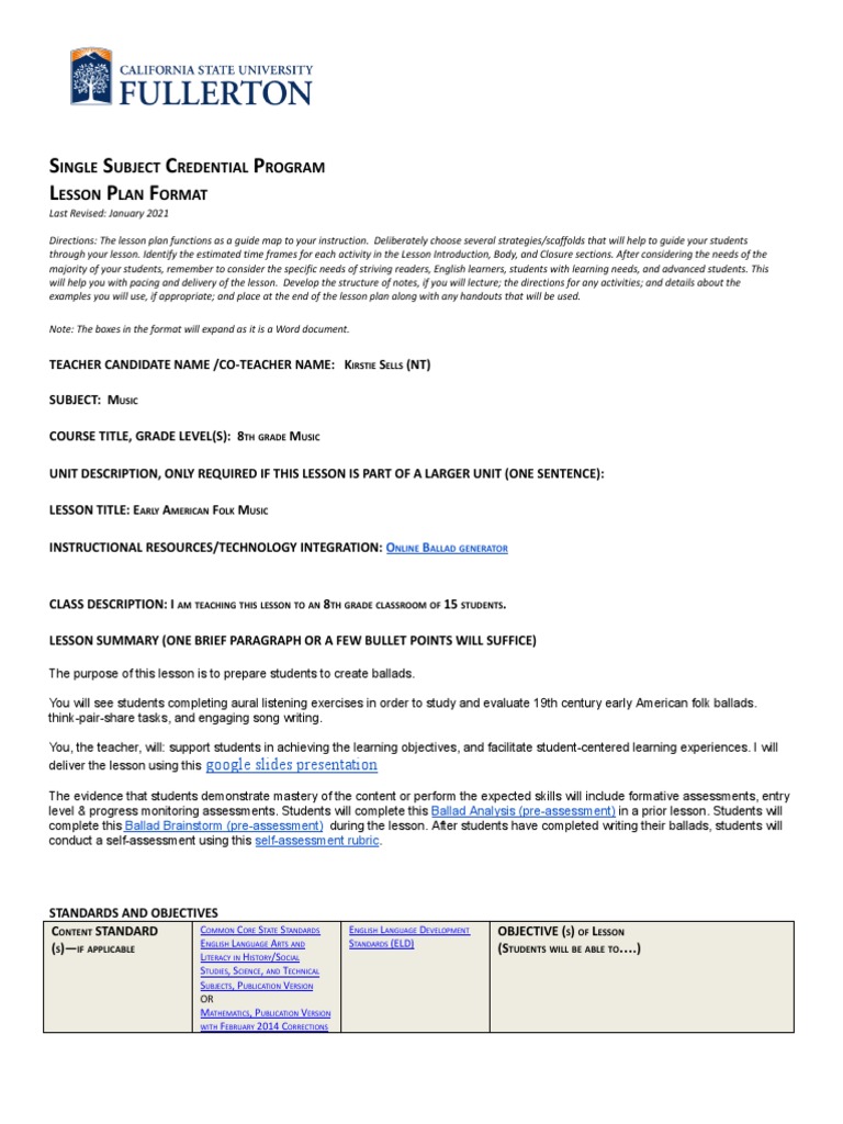 Semester 2 Lesson Plan Pop Cycle | PDF | Lesson Plan | Educational Assessment