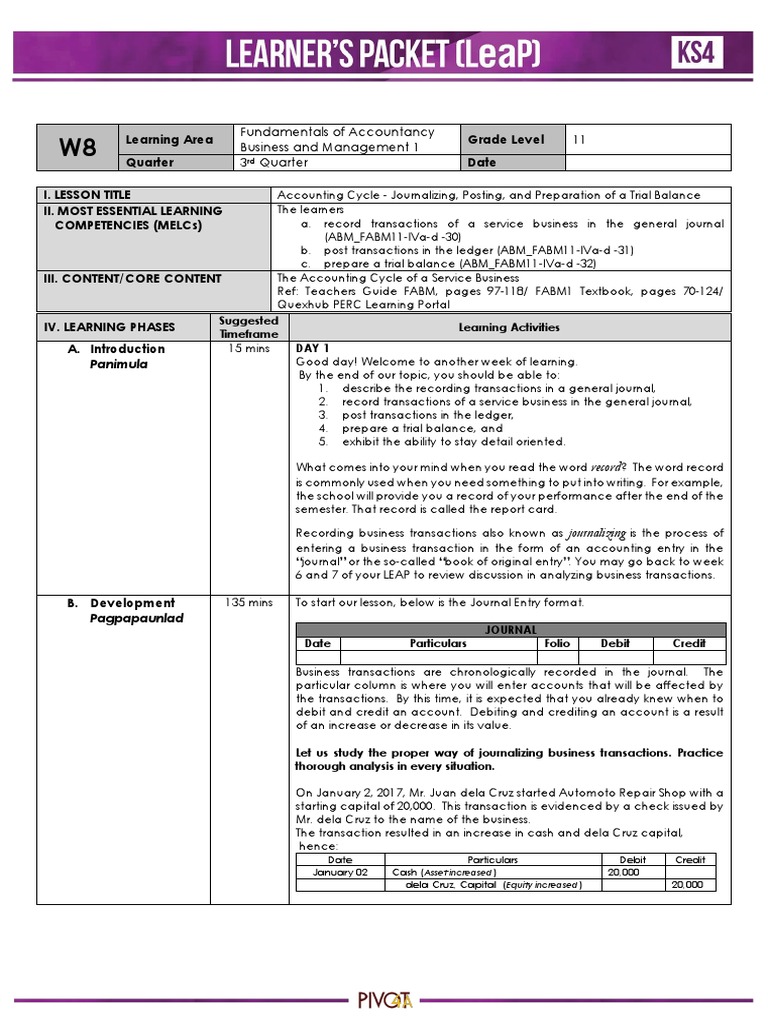 Fabm 1 Leap | PDF | Debits And Credits | Accounting