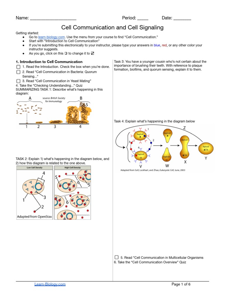 TOPIC 4.1-4.4 - Cell Communication, Cell Signaling SMV Student Learning ...