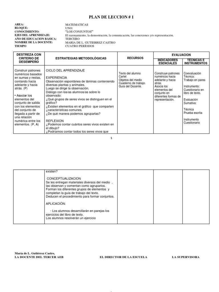 Plan de Leccion | PDF | Educación primaria | Aprendizaje