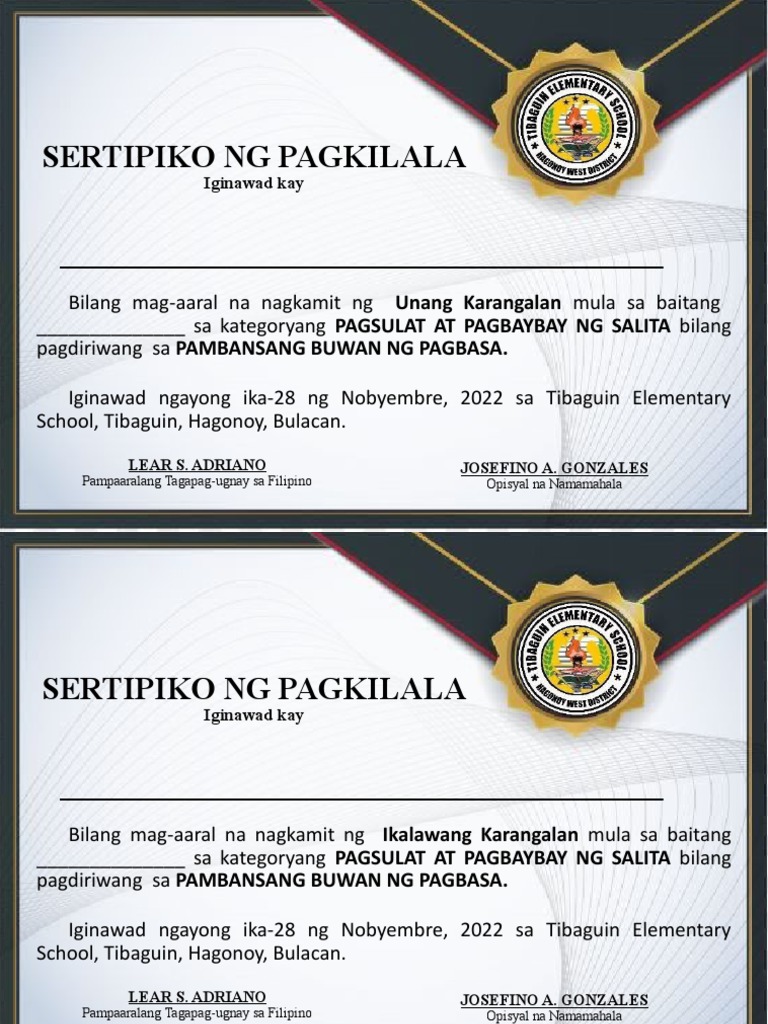 Sertipiko Ng Pagkilala Sa Buwan Ng Wika 2025 Theme For Hispanic Heritage