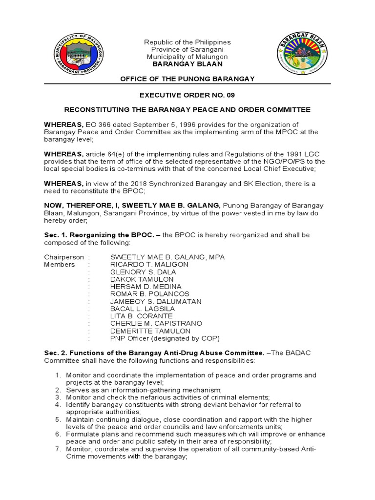 BPOC Executive Order | PDF