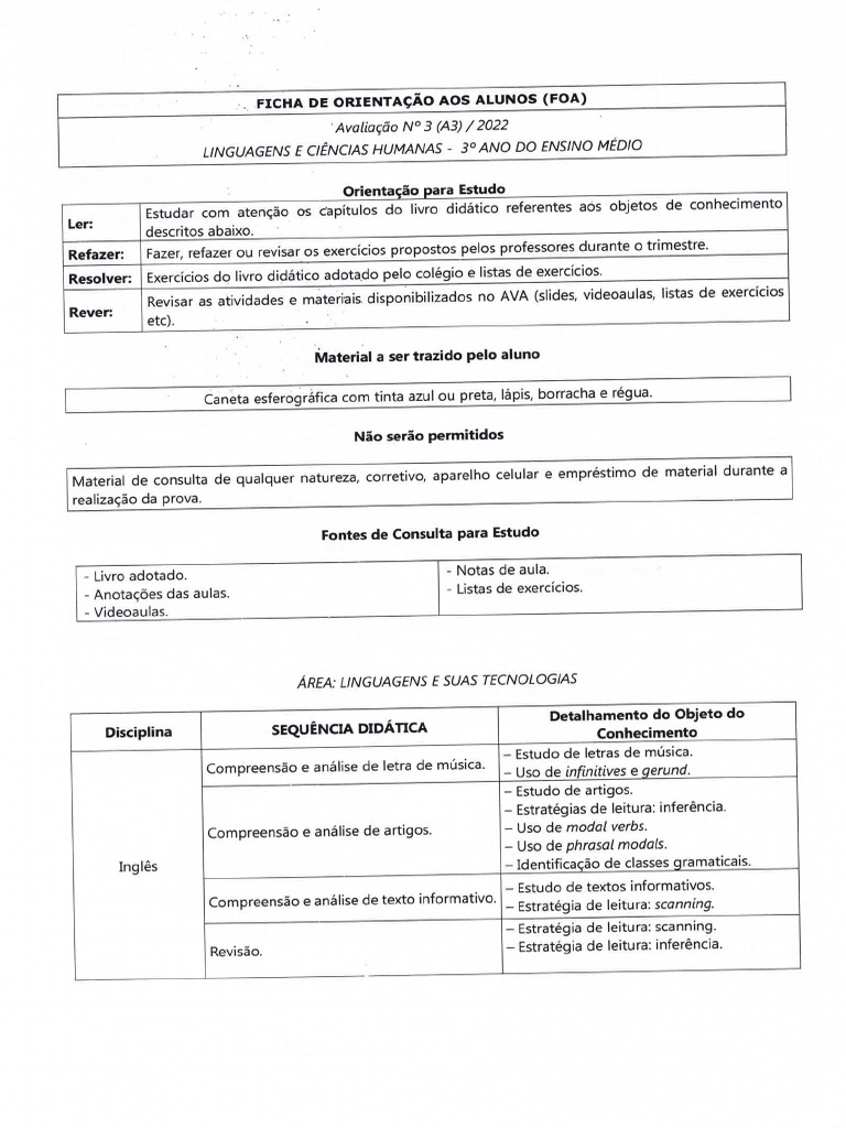 Foa A3 3ano Ling CH | PDF