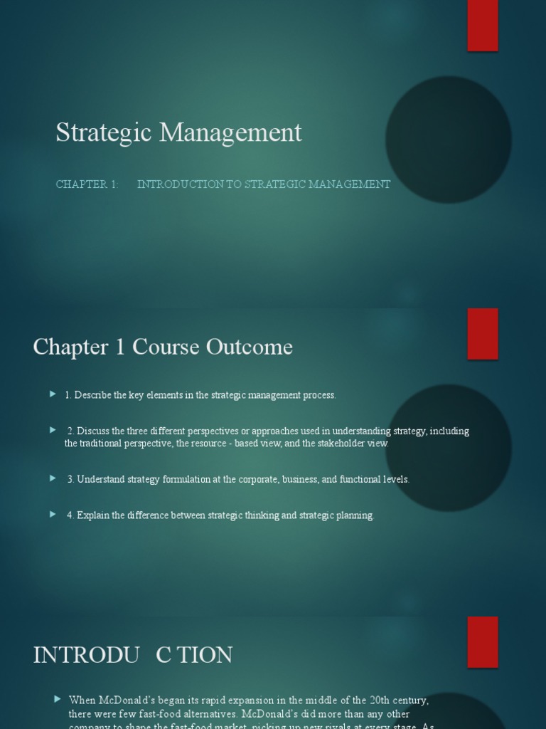 Chapter 1 StratMan | Download Free PDF | Strategic Management | Strategic Planning