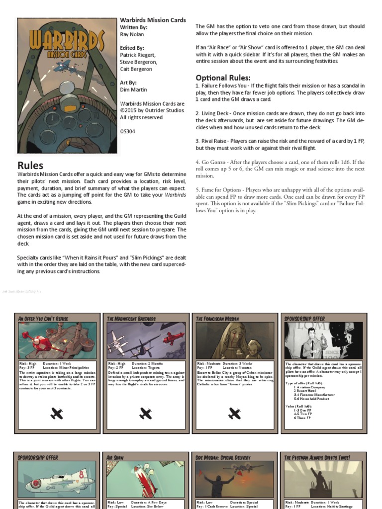 Warbirds Mission Cards | PDF | Convoy | Piracy