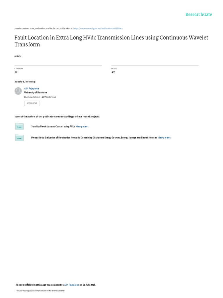 Fault Location in Extra Long HVDC Transmission Lin | PDF | Wavelet ...