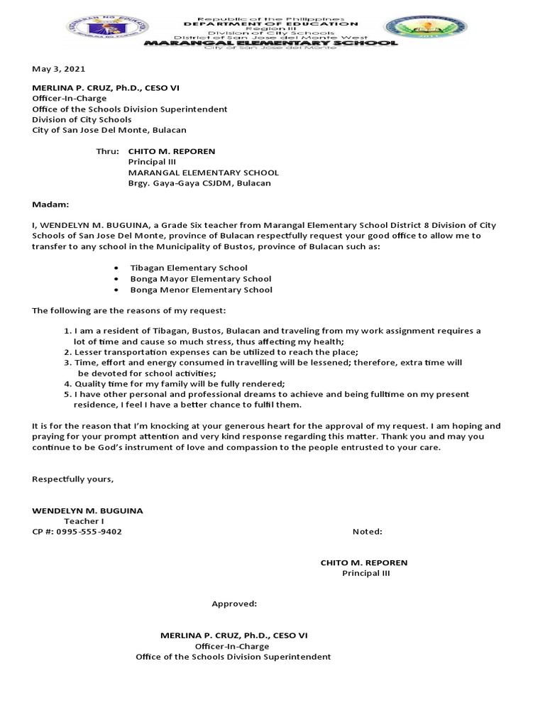 Letter For Transfer | PDF