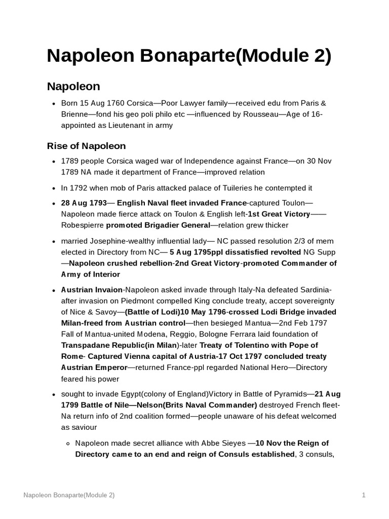 Napoleon Bonaparte (Module 2) | PDF