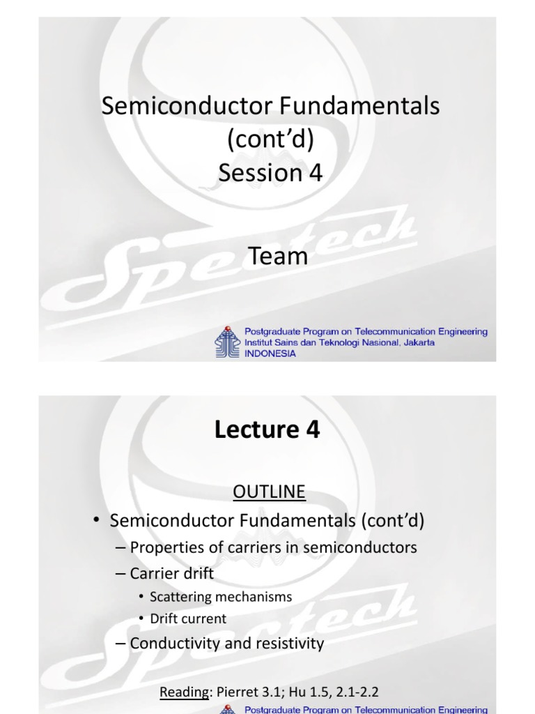 Lecture4 Semiconductor Fundamentals | PDF | Electrical Resistivity And Conductivity | Physical ...