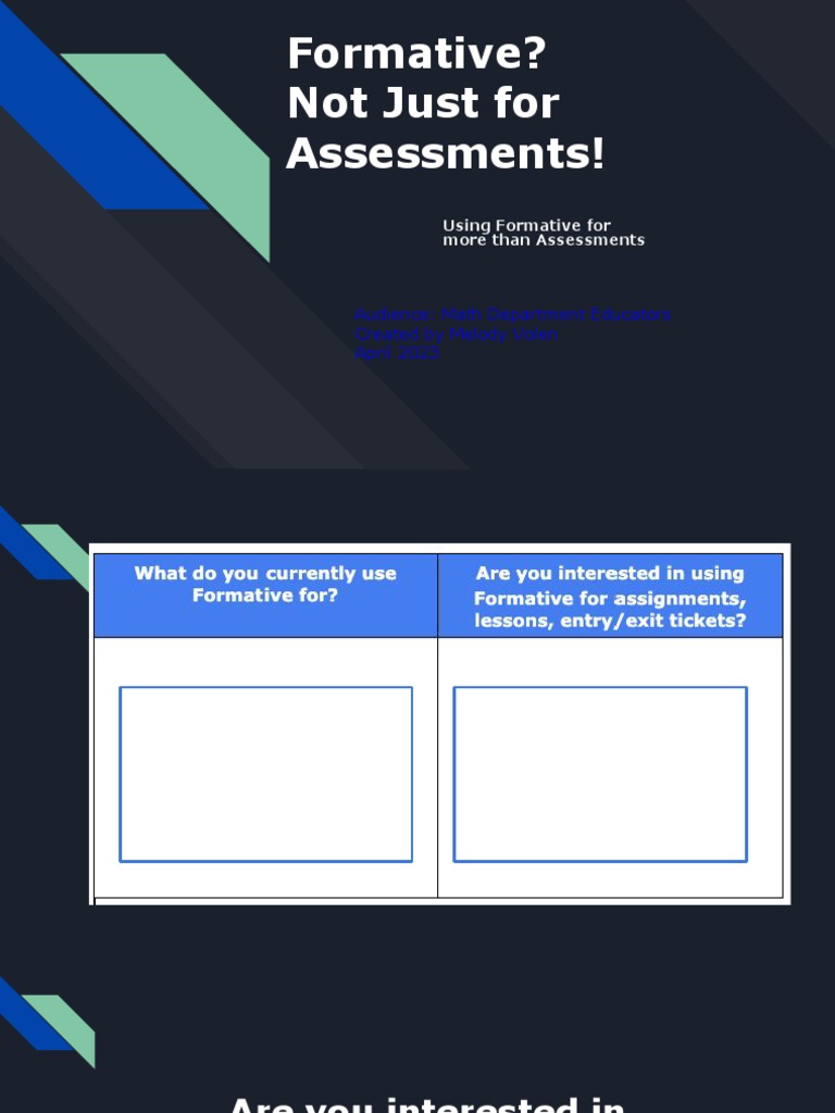 TLP Formative Not Just For Assessments | PDF