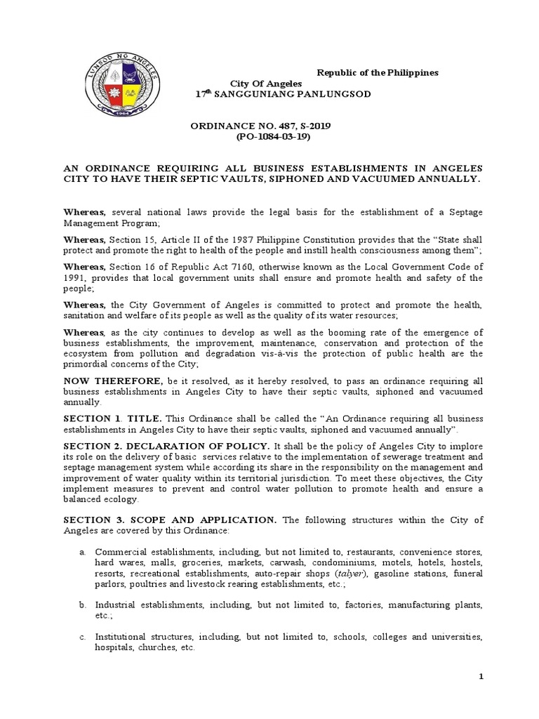 487 - 2019 Septic Vaults Cleaned and Siphoned and Vacuumed Annually | PDF