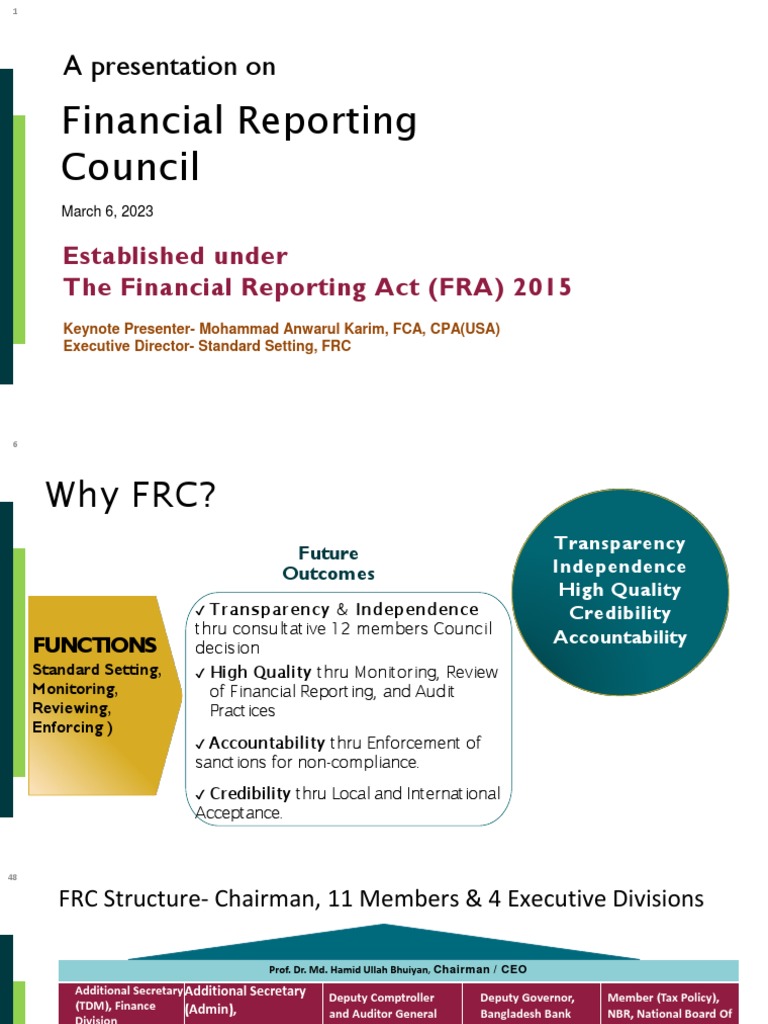 FRC Act 2023 Overview and Functions | PDF | Revenue | Financial Statement