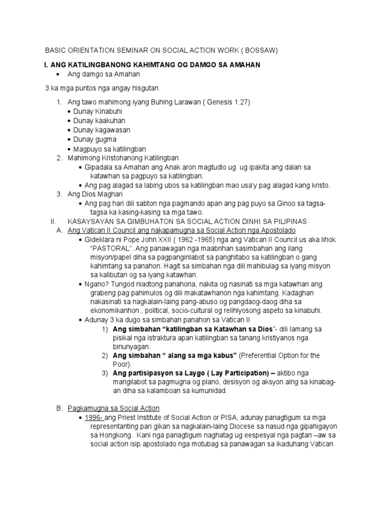 Basic Orientation Seminar On Social Action Work | PDF