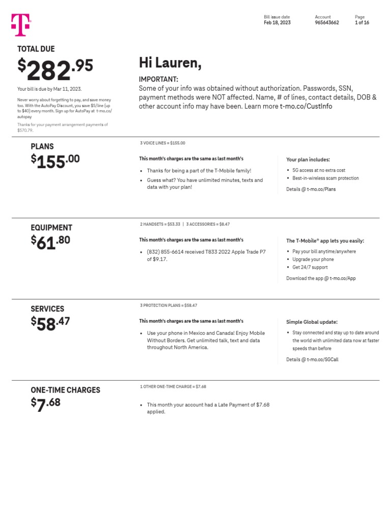 Hi Lauren,: Total Due | PDF