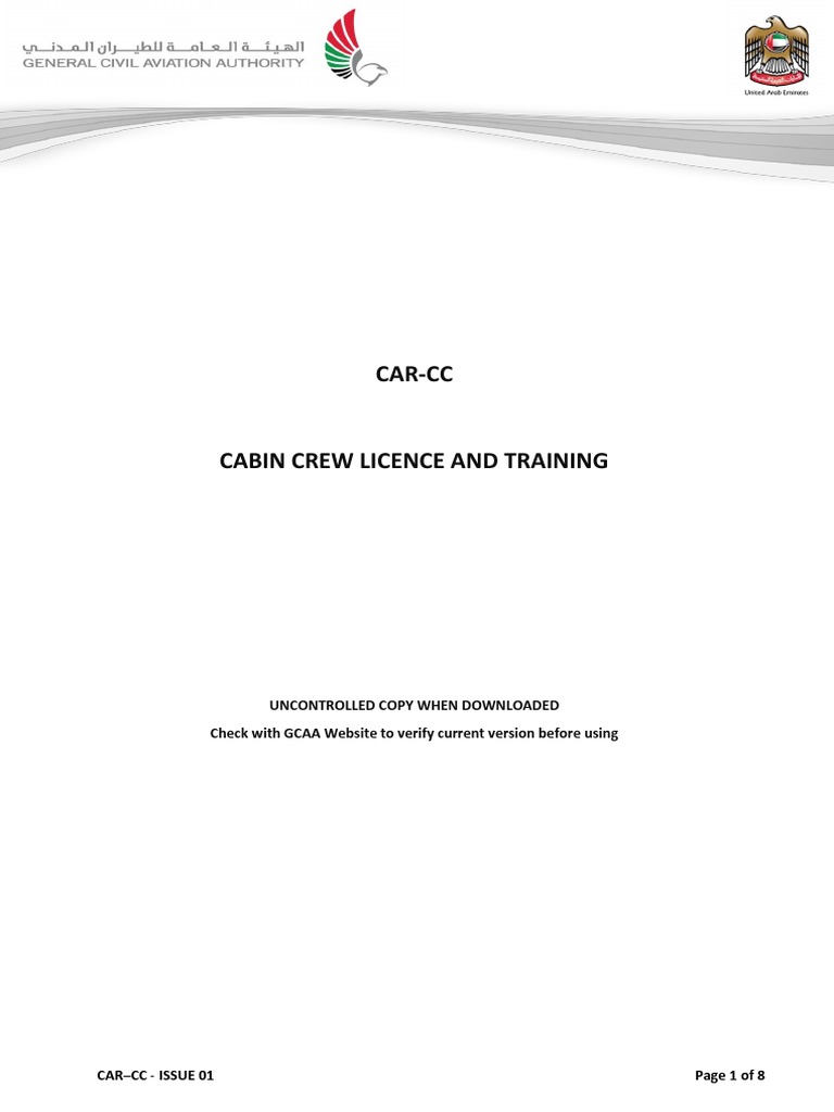 GCAA Cabin Crew Licence Guidelines | PDF | Flight Attendant | Aviation