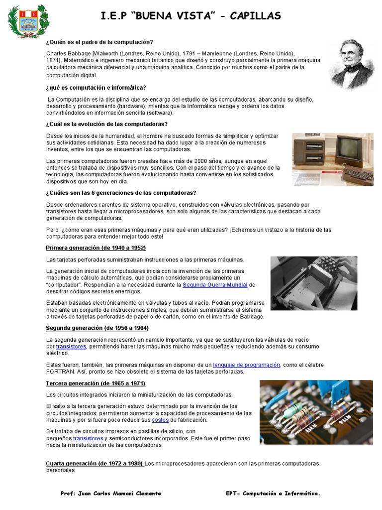 Ficha de Historia Generacion de La Computadoras 3 4 5 | Descargar gratis PDF | Hardware de la ...