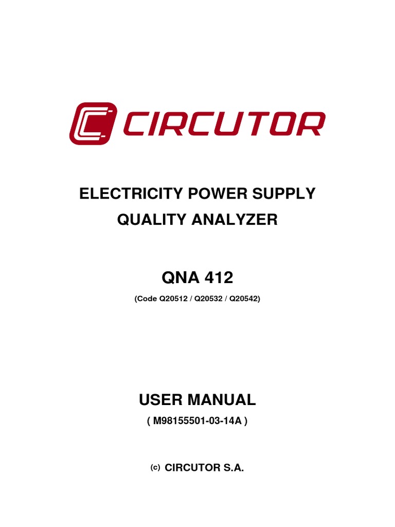 Electricity Power Supply Quality Analyzer: Circutor S.A | PDF | Alternating Current | Power Supply